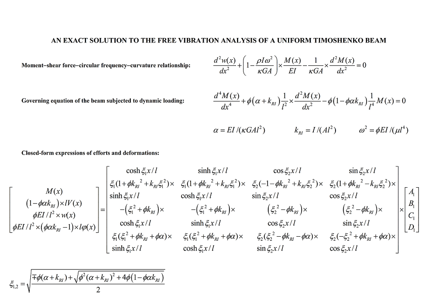 An Exact Solution to the Free Vibration Analysis of a Uniform Timoshenko Beam Using an ...